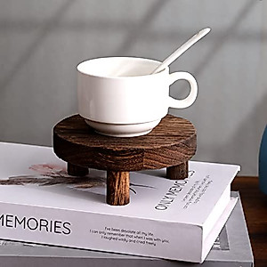 JKLIND 3PCS Wooden Display Riser for Display,Round Display Stand,Wood Riser Pedestal Stand for Home Decor and Organizer(Rustic Brown,8/6/5'')