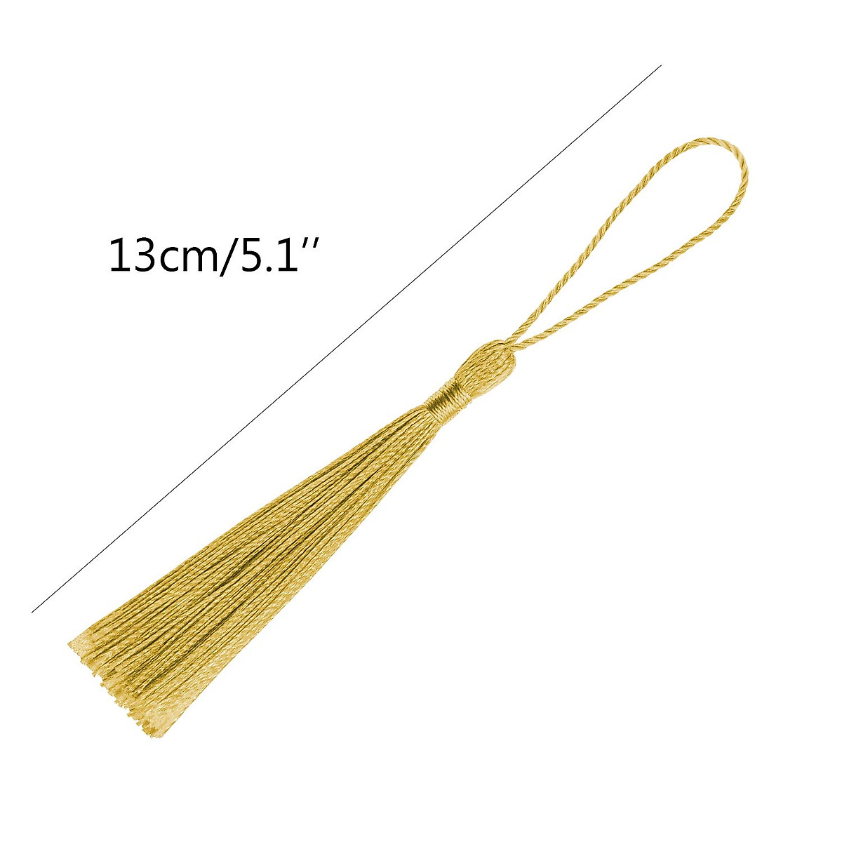 VAPKER 30 Pieces Gold Tassels 13cm/5-Inch Silky Handmade Soft Mini Tassels Floss Bookmark Tassels with 2-Inch Cord Loop for Jewelry Making, DIY Projects, Bookmarks