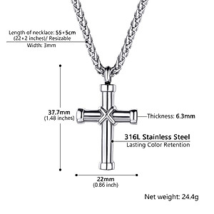 PROSTEEL Cross Locket Ash Urn Necklace Men Women Memorial Keepsake Christian Jewelry Stainless Steel Pendant Cremation Necklace for Ashes