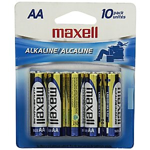 Maxell 723410P Ready-to-go Long Lasting and Reliable Alkaline Battery AA Cell 10-Pack with High Compatibility, gold