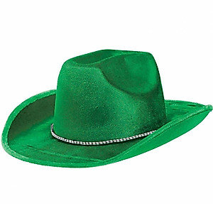 Amscan Velour Cowboy Hat, Party Accessory, Green 5" x 13"