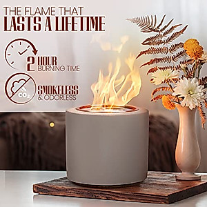 Tabletop Fire Pit, Fire Bowl with 2 Roasting Sticks | Small, 91% Isopropyl Alcohol Mini Fire Pits for Balcony, Patio Décor -Portable Fire Pit for Camping and Hiking | Smores Kit