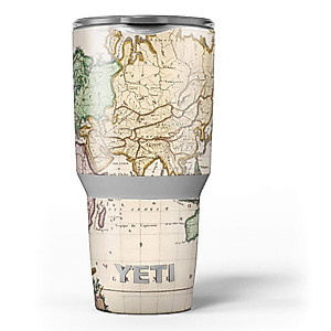 Design Skinz The Vintage Grand Ocean Map - Skin Decal Vinyl Wrap Kit Compatible with The Yeti Rambler Cooler Tumbler Cups