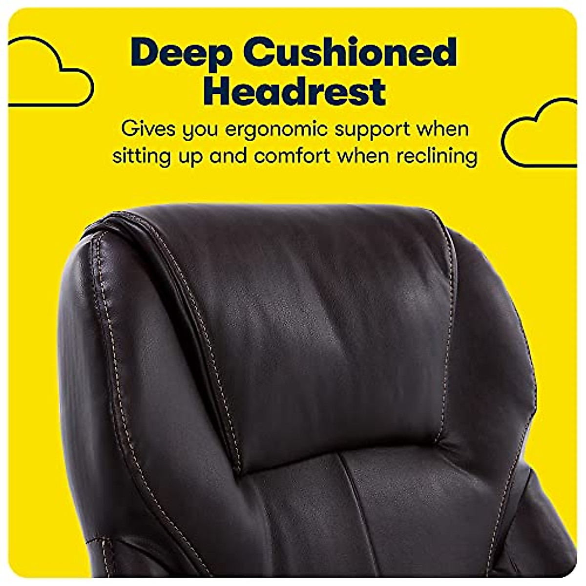 Serta Manager Office, Ergonomic Computer Chair with Layered Body Pillows Contoured Lumbar Zone, Faux Leather, Roasted Chestnut Brown