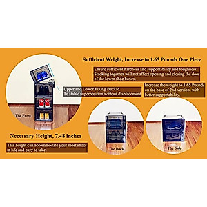 JECCICHY 6 Pack Shoe Organizer for Closet, Shoe Storage Container with Lids, Clear Shoe Box Stackable, Thick Hard Plastic, Drop Front Door, Within US Size 12, Outside Size: 13.54”x10.63”x7.48”(smoky)