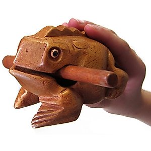 GPCT [Wooden Frog Croak Guiro Toy. 4 Inch Medium Size, Sophisticated Craftsmanship, Croaking [Loud Sound] Frog Percussion Instrument- (Mango Wood)