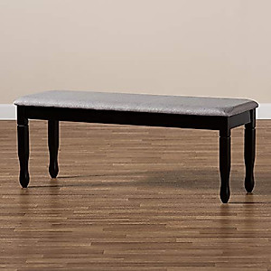 Baxton Studio Corey Modern and Contemporary Grey Fabric Upholstered and Dark Brown Finished Wood Dining Bench