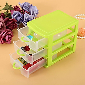 44595 Layer Drawer Organizer, Plastic Storage Box Plastic Storage Container Plastic Pill, Jewelry[3 Layers Green]
