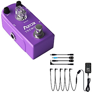 AZOR Pedal Power Adapter with Mini Pedal Tremolo Classic Guitar Effect Pedal