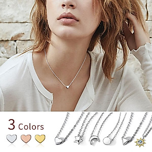 ChicSilver 925 Sterling Silver Necklace for Women Tiny Small Heart Necklace Endlessness Love Dainty Necklace - 16"