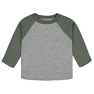 Gerber Baby Boys' 3-Pack Long Sleeve Baseball Tees, Green & Gray, 12 Months