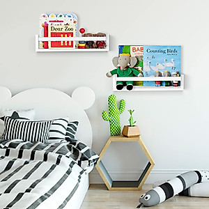 TUEGEGNS Nursery Book Shelves Set of 2,Floating Wall Bookshelves for Kids,Nursery Shelves for Bookshelf Wall,Kids Bookshelf(set of 2 white)