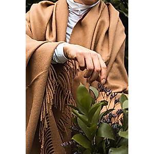 KHUSCO | 100% Baby Alpaca Wool Throw Blanket Joy | 71" L x 51" W | Warm Peruvian Cozy, Lightweight for Home and Travel | Camel