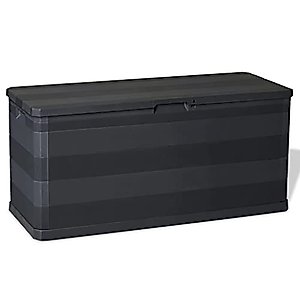 loibinfen Patio Storage Box Black Patio Garden Outdoor Storage Container for Toys, Furniture Deck box 46.1"x17.7"x22" (Weight:17.31 lbs)