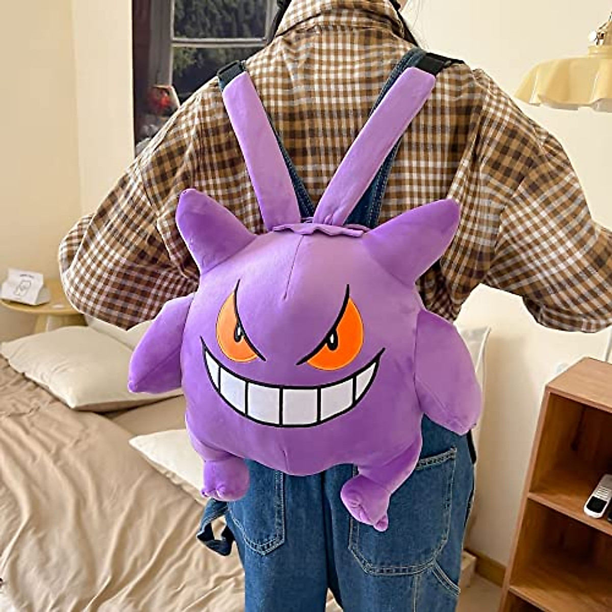 zkqeuak Mini Plush Animal Backpack Purple Character Cartoon Plush Backpack Decorative Package Gift for Teens and Kids Boys and Girls