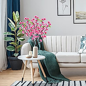 PRTECY 10PCS Artificial Cherry Blossom Flower Branches, 25.6 Inch Silk Spring Peach Blossom Bouquet Fake Flower Stems Arrangement for Wedding Home DIY Decoration