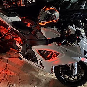 JIGUOOR 4PCS Motorcycle Helmet Light, Night Riding Signal Helmet EL Light, 3 Mode Led Helmet Light Strip Decoration Accessories Kit for Motorcycle (Red,Battery Powered)