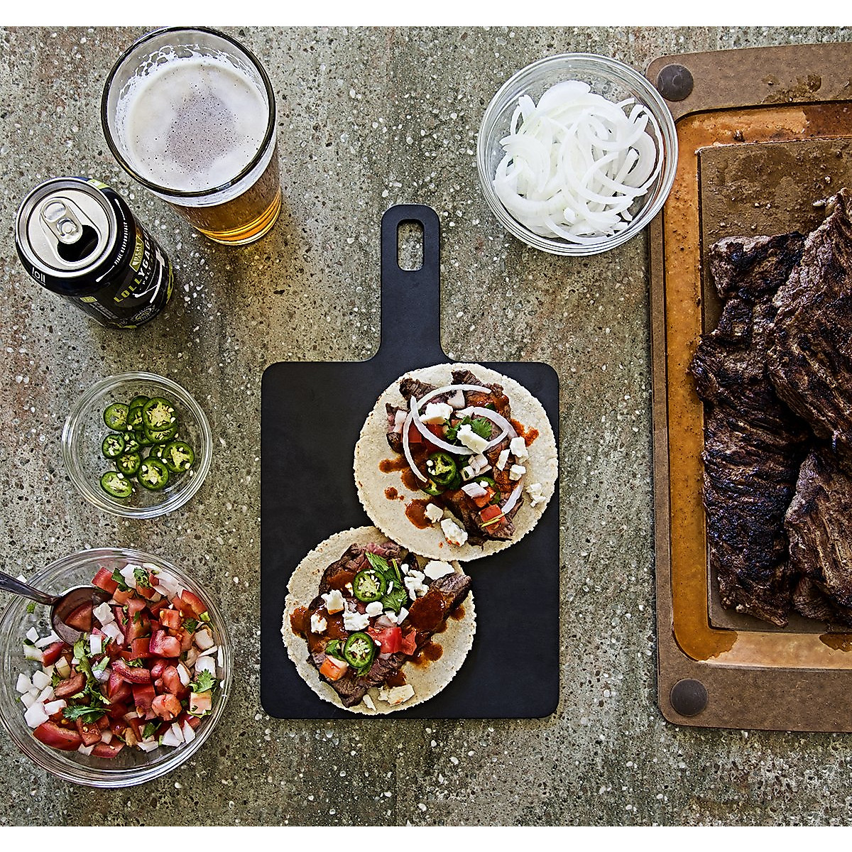 Epicurean Handy Series Cutting Board with Handle, 9-Inch by 7-Inch, Slate