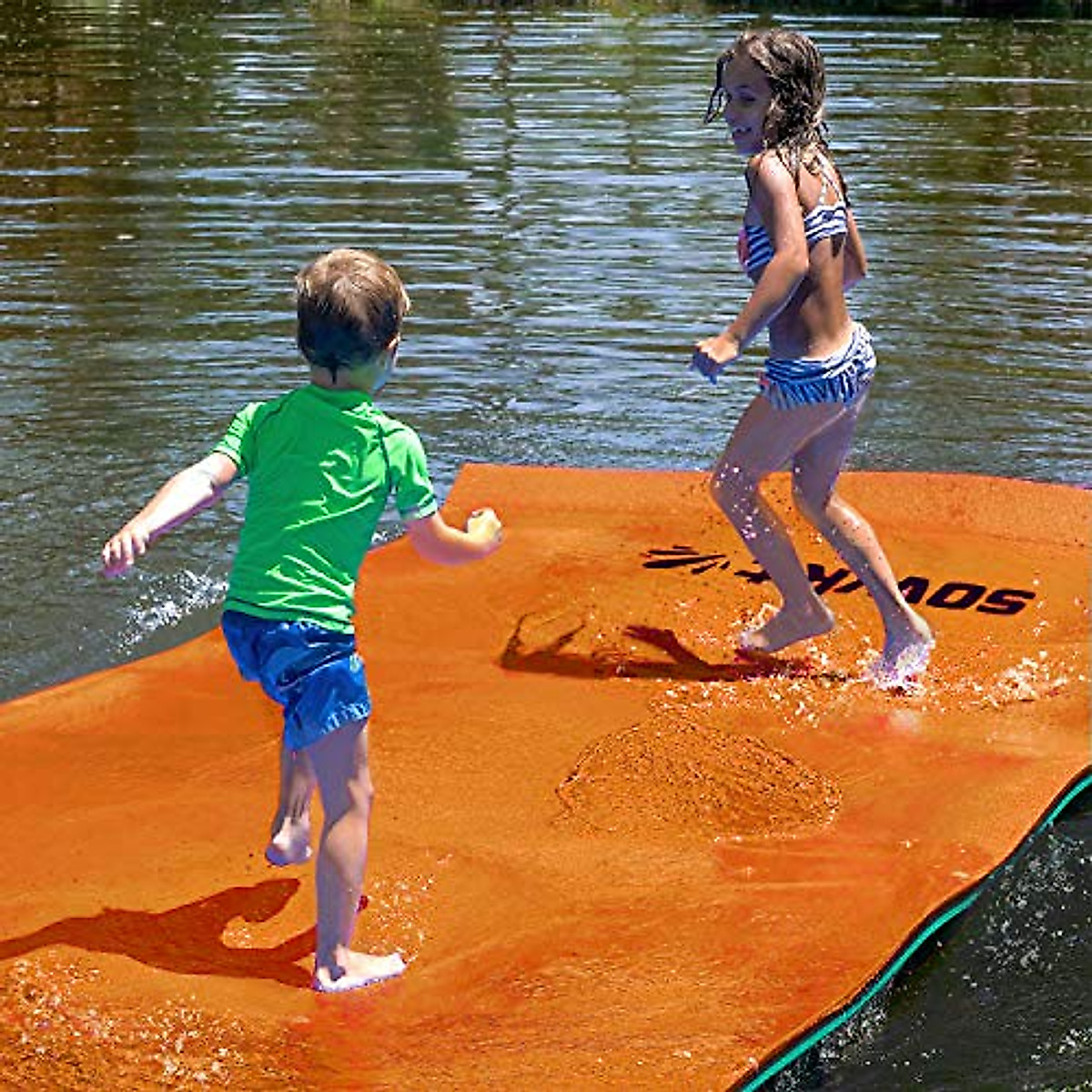 SOWKT 18 x 6 Feet Lily Pad Extra Large Floating Mat for Lake and Boating - Giant Floating Water Pad (Orange/Black/Green)
