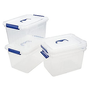 Xowine 4-Pack 10 L Plastic Storage Box, Clear Storage Box with Lid