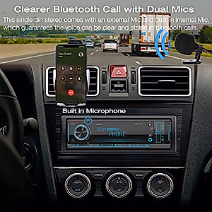 Single Din Stereo Marine Radio: Bluetooth Car Audio Receivers with Digital LCD Display | FM AM Car Radio | USB/SD/AUX/MP3 Player | 2.1A Quick Charge | APP Remote
