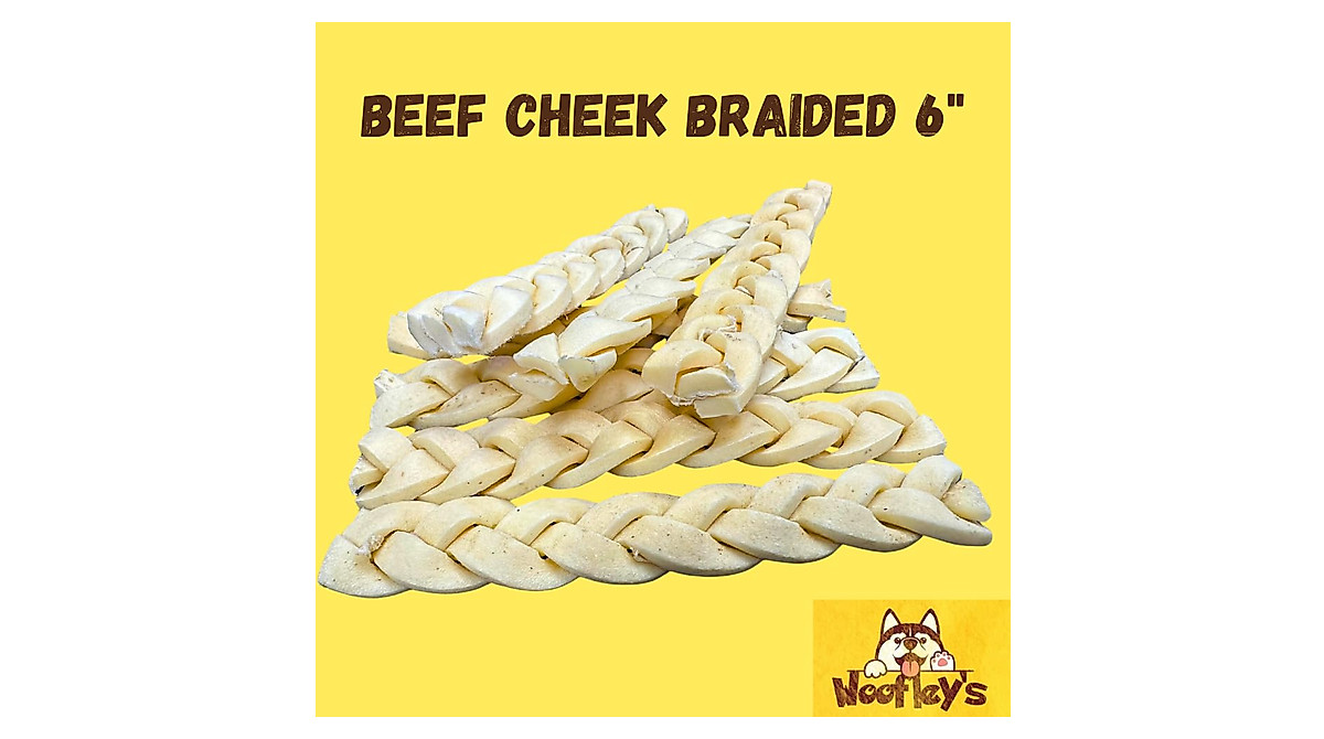 Woofley's Buffalo Beef Cheek Braids for Dogs - Long Lasting Chews