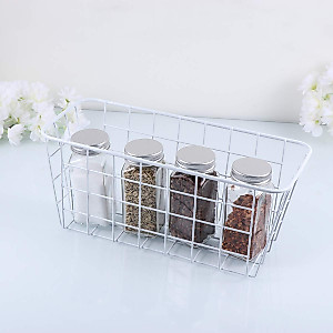 Hemoton Wire Storage Basket Metal Hanging Basket Door Baskets Organizer Black Hanging Shelves Cabinet Storage Basket Wire Baskets Organizing Black Baskets White Barbed Wire Wall-mounted