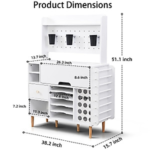 Cooday Craft Organization and Storage Cabinet Compatible with Cricut Machines, Craft Table with Storage for Adults, Crafting Desk with Power Outlet,Pegboard, Vinyl Holders