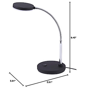 Bostitch Office LED Metal Gooseneck Desk Lamp, Flicker Free, Adjustable Head (VLED1800BK), Black