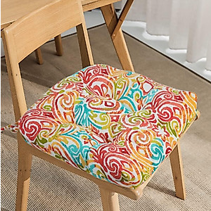 FUNHOME Set of 2 Outdoor Chair Cushions, Water-Resistant Tufted Seat Cushions for Patio Furniture 19 x 19 x 5 Inch Patio Cushion for Rocking, Camping, Kitchen Chairs Corinthian Dapple