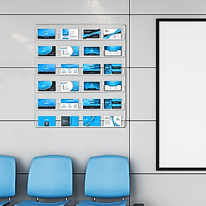 2 Pieces Acrylic Business Card Holder Wall Mount Clear Sticker Display Rack Multiple Clear Acrylic Card Organizer Sticker Display Stand Pre Drilled Index Card Storage (24 Pockets/ 17.7 x 15.7)
