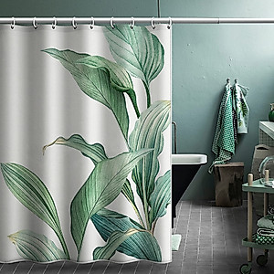 Niidder Floral Shower Curtain, Fabric Shower Curtain White Shower Curtain - 72" W x 72" L with 12 Hooks for Home Hotels Machine Washable Shower Bath Curtain, Waterproof Shower Curtain Lining