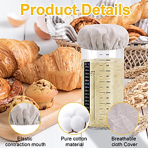 Vodolo 100% Cotton Sourdough Jar Cover,5 PCS Reusable Sourdough Bread Proofing Starter Jar Cloth Covers for Most Glass Mason Sour Dough Crock