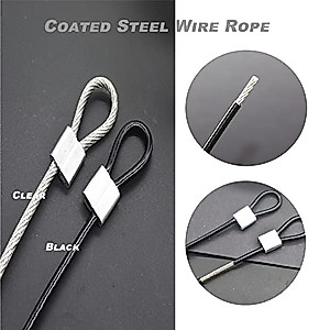 Bytiyar 20 pcs 6 inch (15cm) 3mm Thickness Stainless Steel Wire Cable with Loops Vinyl Cover Coated Short Rope Lanyard Lock Safety Tether Chains, Clear