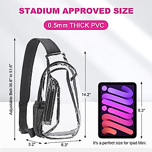 Mossio Clear Sling Bag Stadium Approved, Crossbody Backpack Mini Shoulder Chest Daypack for Concert, Beach, Travel & Sporting Black