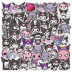 Kuromi Stickers for Laptop and Computer【50 PCS】Anime Cartoon Waterproof Vinyl Stickers for Water Bottle Car Bumper Luggage,Cute Graffiti Decals for Teens Girls Boys (Kuromi)