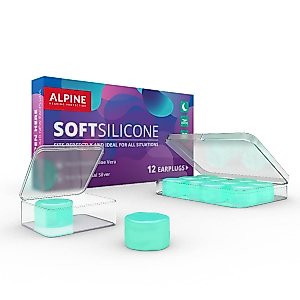 Alpine SoftSilicone Moldable Silicone Putty Ear Plugs - Noise Reducing Earplugs for Sleeping, Swimming, & Concentrating - Comfortable Snoring Solution - 28dB - 12 Pack