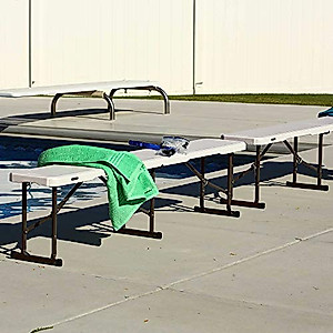 Lifetime 80843, 2 Pack, Light Commercial 6-Foot Fold-in-Half Bench, Almond