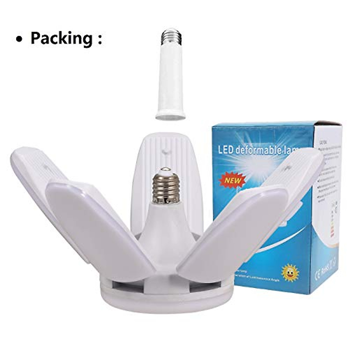 Maxziller LED Garage Lights,100W Deformable Led Garage Ceiling Lighting 11000LM E26/E27 Daylight 6000K Super Bright Garage Light Adjustable Garage Light for Garage,Workbench,Barn,Warehouse