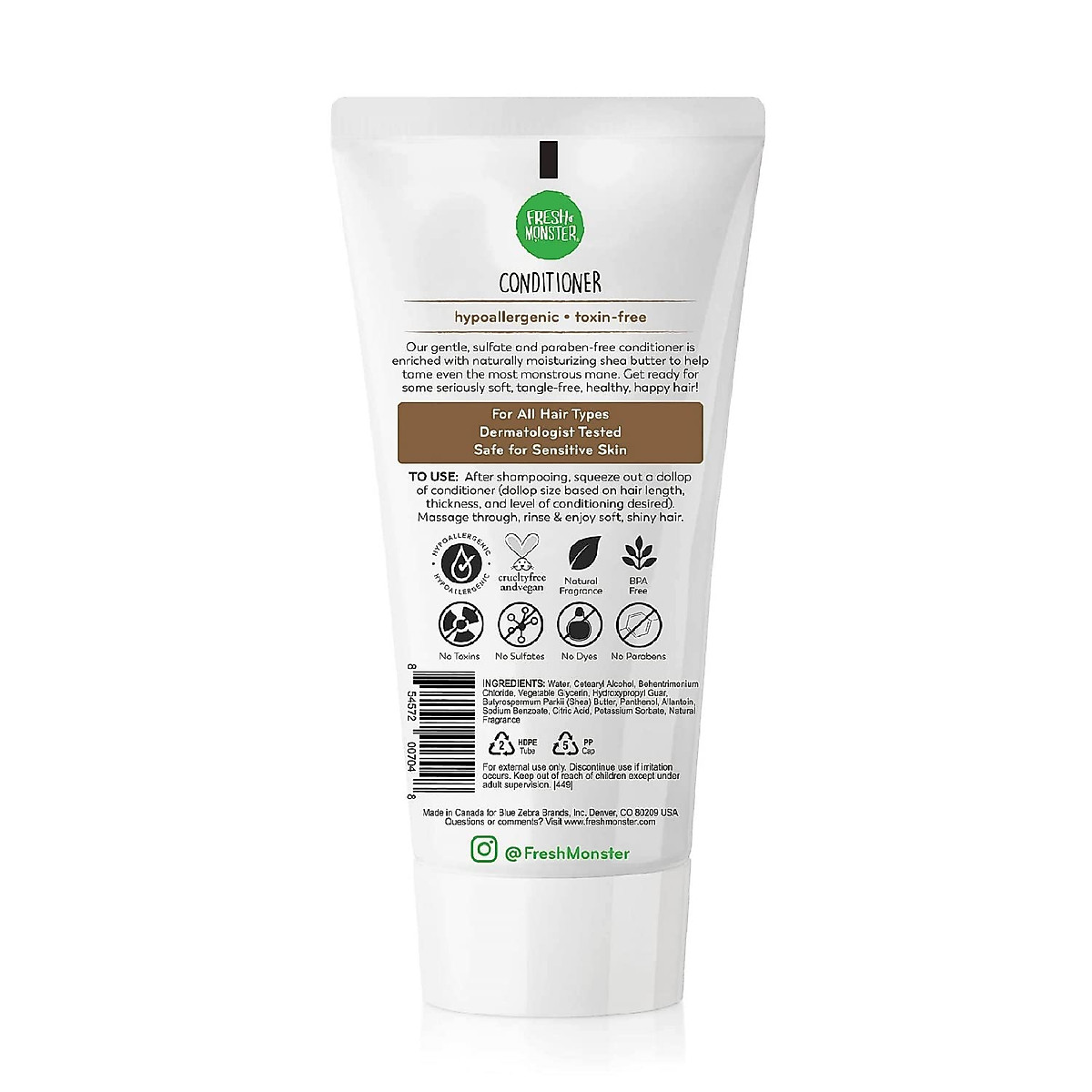 Fresh Monster Kids Hair Conditioner, Toxin-Free, Hypoallergenic & Natural, Hair Conditioner for Kids, Coconut (6oz)