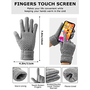 12 Pcs Winter Beanie Hat Scarf Touchscreen Gloves Set Fleece Lined Knit Beanie Hat Neck Warmer Scarf for Men Women (Black, White, Beige, Gray)