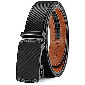 CHAOREN Ratchet Belt for Men - Mens Belt Leather 1 3/8" for Casual Jeans - Micro Adjustable Belt Fit Everywhere