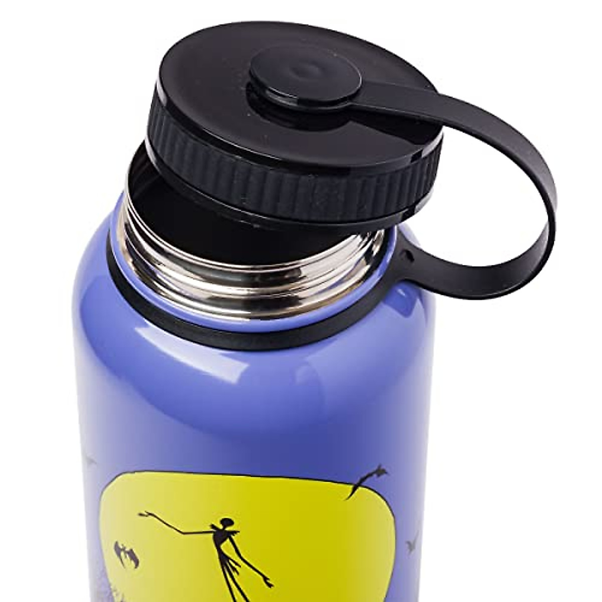 Silver Buffalo Nightmare Before Christmas Purple Hill Stainless Steel Water Bottle With Twist Lid, 42 Ounces