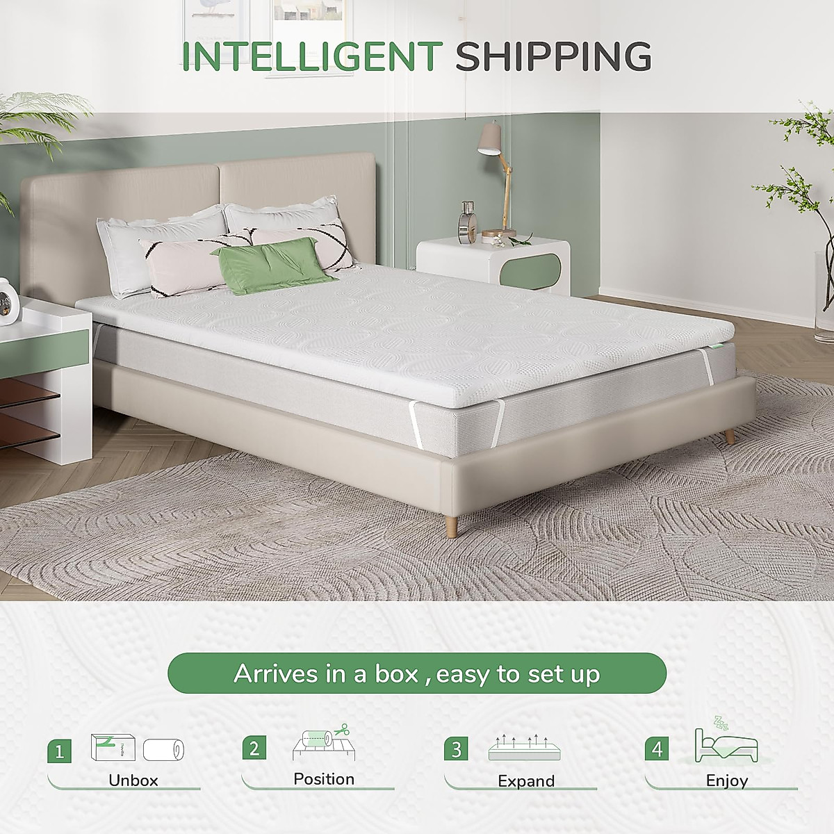 Novilla 4 Inch Mattress Topper Queen, Medium Firm Queen Memory Foam Mattress Topper for Back Pain Pressure Relieving, Motion Isolation & Airflow Design, CertiPUR-US Certified