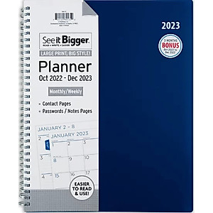 See It Bigger Monthly & Weekly Planner, October 2022 - December 2023 (5.75"x 8.75") Black
