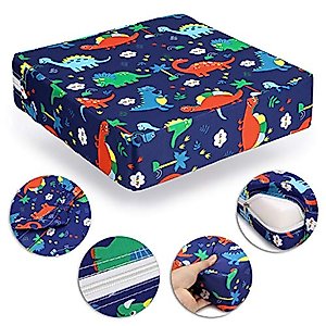Sumnacon Chair Increasing Cushion - Baby Toddler Kids Infant Portable Dismountable Highchair Booster Cushion Washable Thick Chair Seat Cloth Straps,Dinosaur Blue