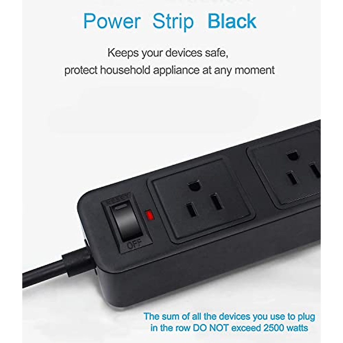 Power Strip 2 Prong, Surge Protector 2 Prong with 3AC Outlets and 4 USB Charging Ports, 6.6ft Long 2 Prong to 3 Prong Extension Cord for Smartphone Home Office Desktop, Black