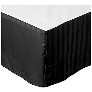 Elegance Linen Wrinkle Resistant - Luxury Silky Soft Dobby Stripe Bed-in-a-Bag 8-Piece Comforter Set - Full/Queen, Black