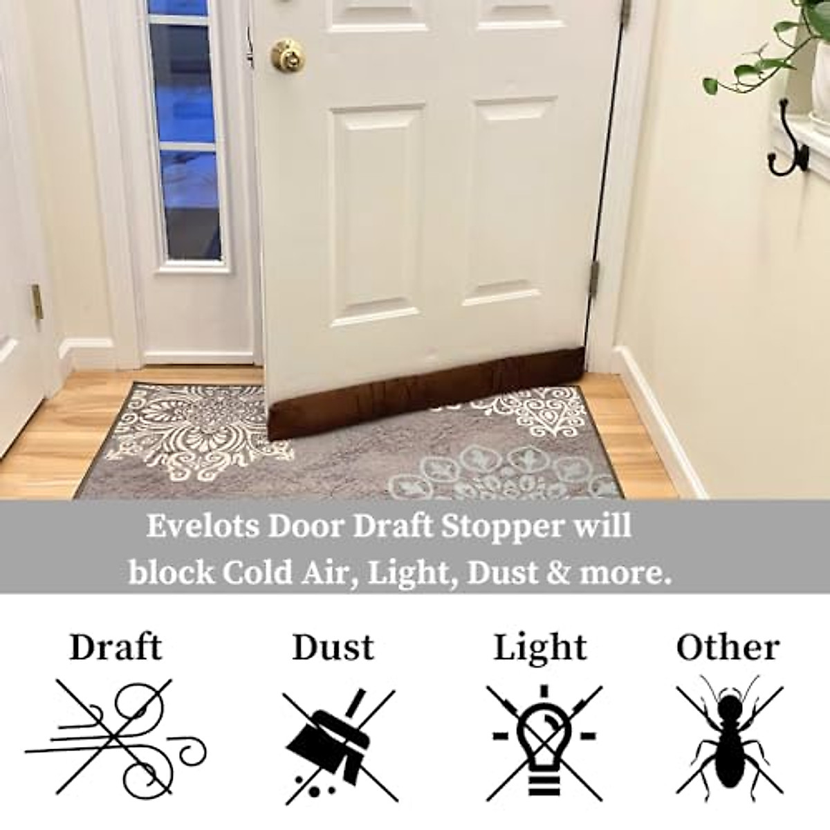 Evelots Magnetic Cold, Hot Air Door Guard Stopper - Made for Iron & Steel Doors - Strong Magnets - Block Cold Air, Noise, Dust -Warmer/Quieter Home- No Need to Bend Down -36 Inches -Save Energy