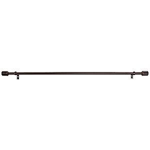 Amazon Basics 1" Curtain Rod with Cap Finials, 72" to 144" and Amazon Basics 1" Curtain Clip Ring, Set of 7, Espresso (Dark Bronze)